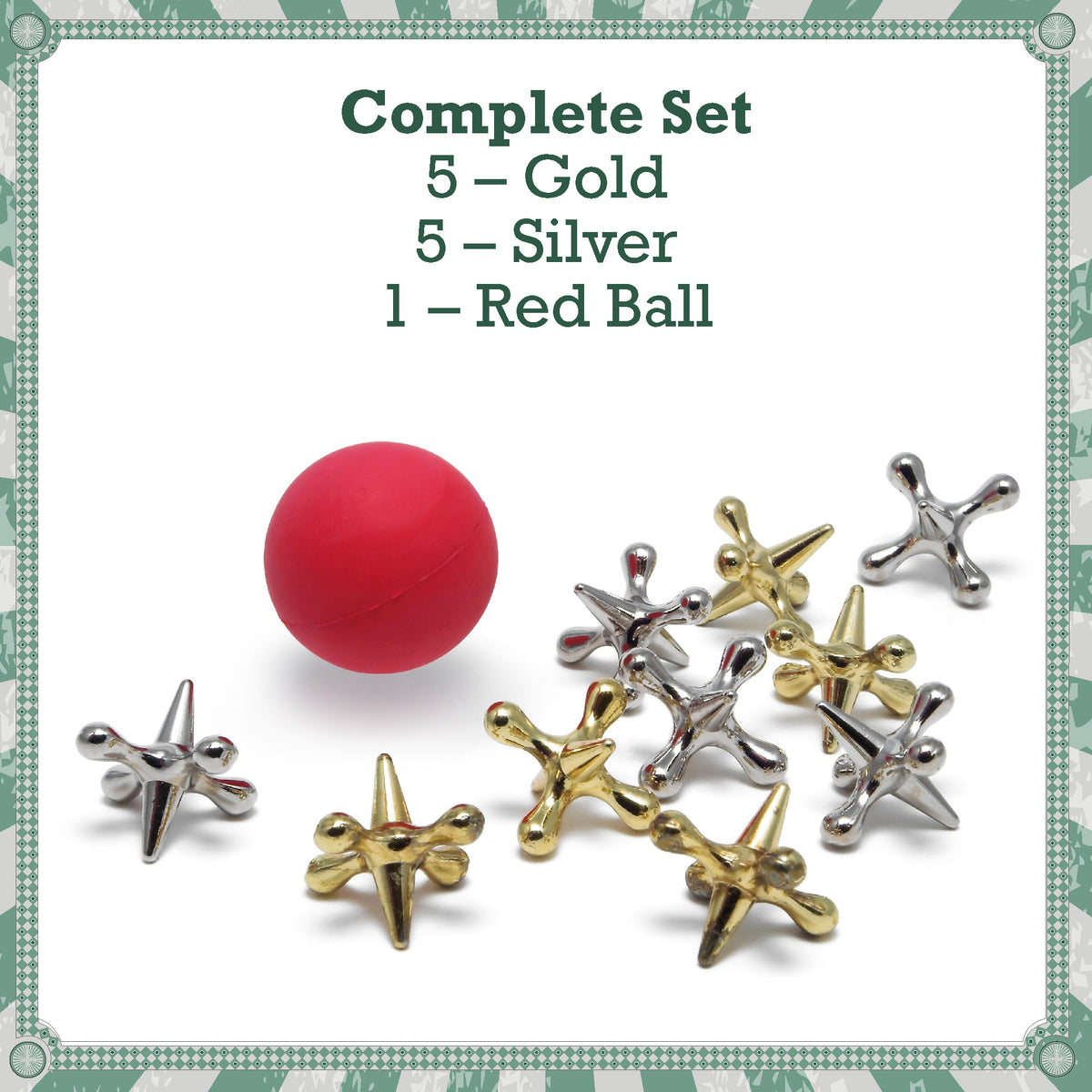 Classic Metal Jacks Game with Ball & Bag - Family Fun Set | Toyrific